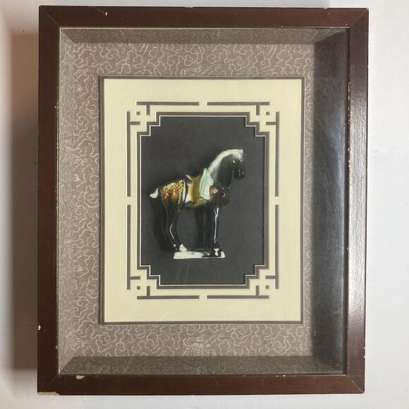 Art | Vintage Chinese Tang In Shadow Box Wall Hanging Glazed Pottery ...